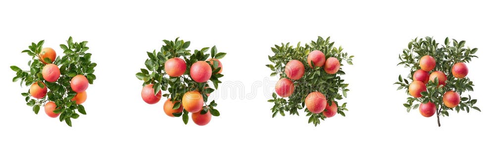 Grapefruit Tree Branches Set. Fresh Citrus Fruit and Foliage Collection ...
