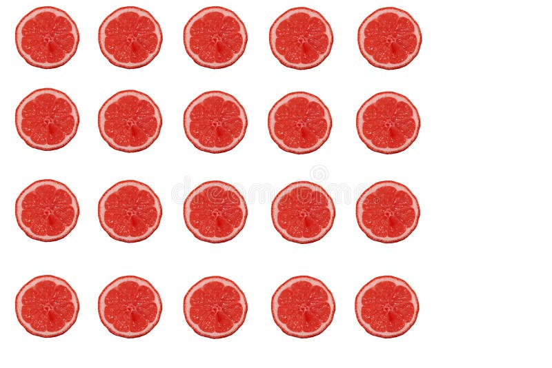 Grapefruit Wheels in a Row Next To Each Other in Five Pieces and Below ...