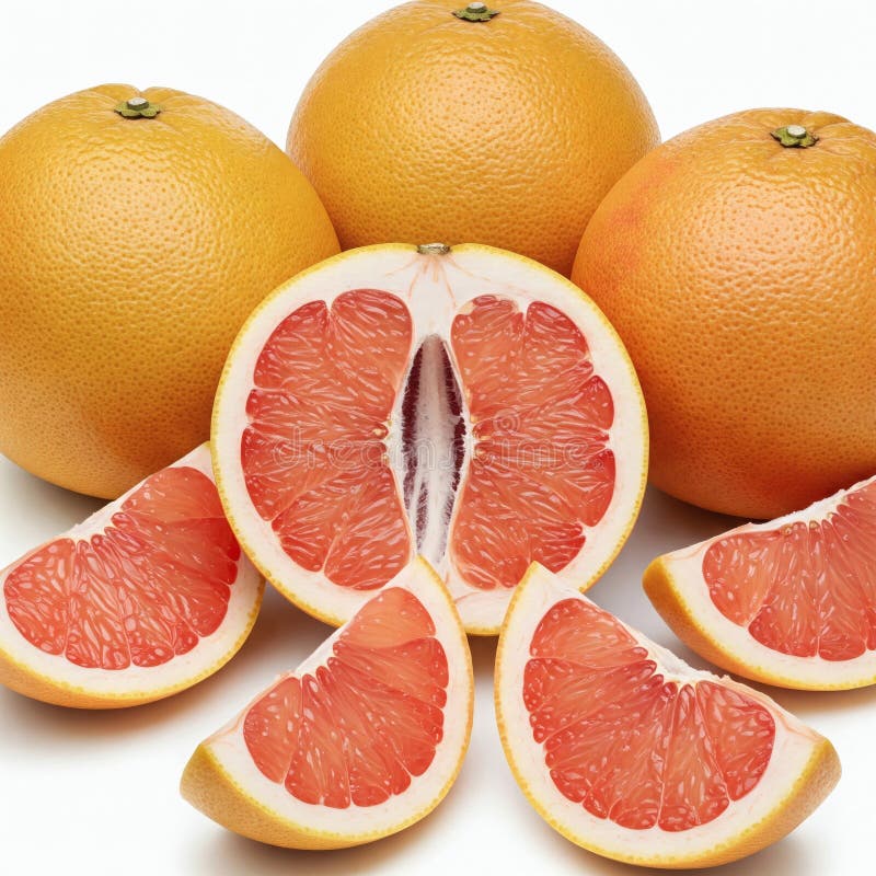 Grapefruit on a White Background. Close-up. Isolated Front View Stock ...