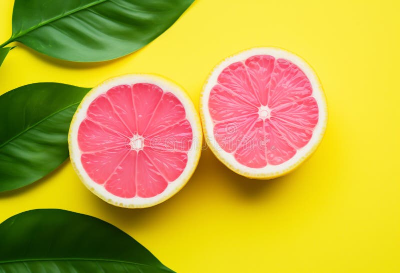 Grapefruit on Yellow Background for Mockup Design. Vibrant Colors for ...