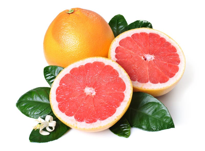 Pink grapefruit stock image. Image of leaves, food, green - 31367277