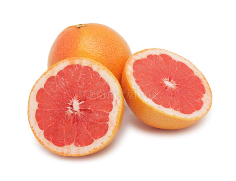 Ripe Grapefruit Citrus Fruit with Half Isolated on White Stock Image ...