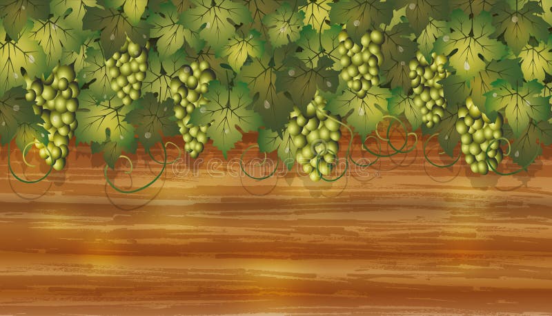 Grapes Banner with Wooden Background Stock Vector - Illustration of ...