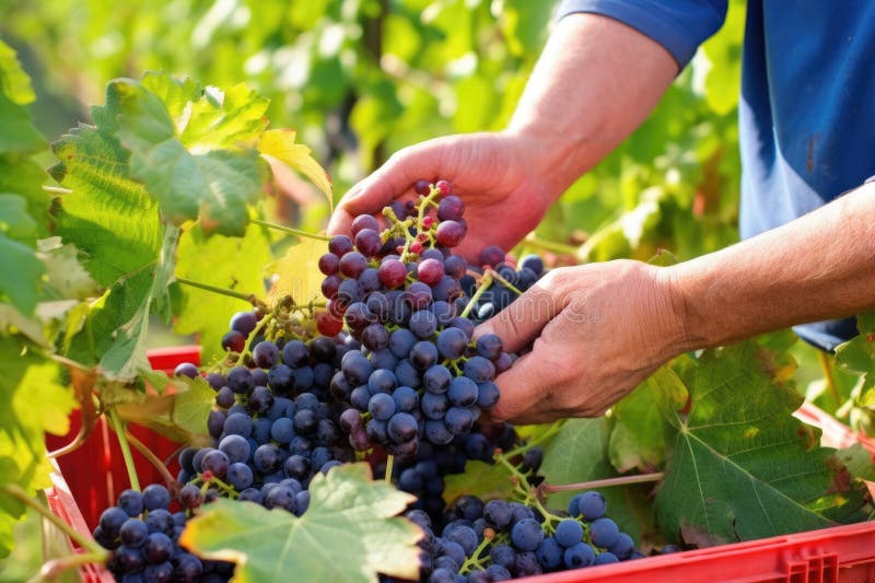 Grapes Being Hand-picked from an Organic Vineyard Stock Illustration ...