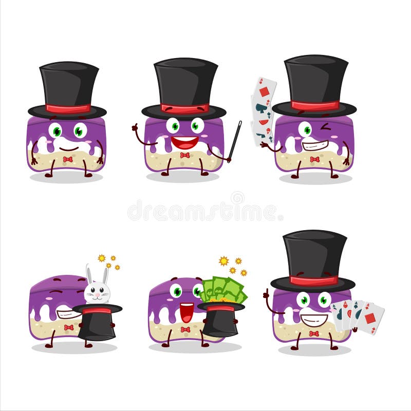 A Grapes Cake Magician Cartoon Character Perform on a Stage Stock ...