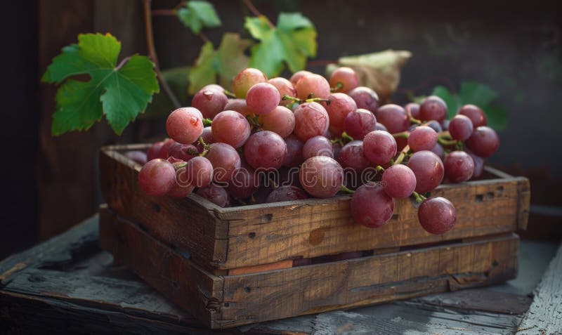 Grapes in a Classic Crate with a Rustic Charm Stock Image - Image of ...