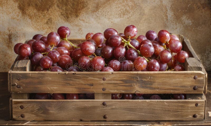 Grapes in a Classic Crate with a Rustic Charm Stock Image - Image of ...