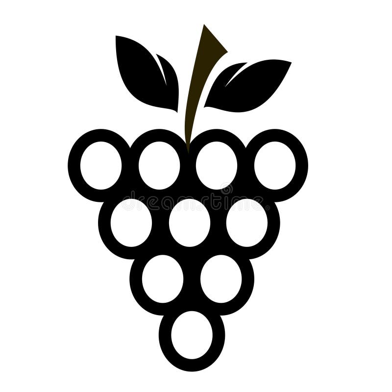 Grapes in Cluster with Leaf on Stem Stock Vector - Illustration of ...