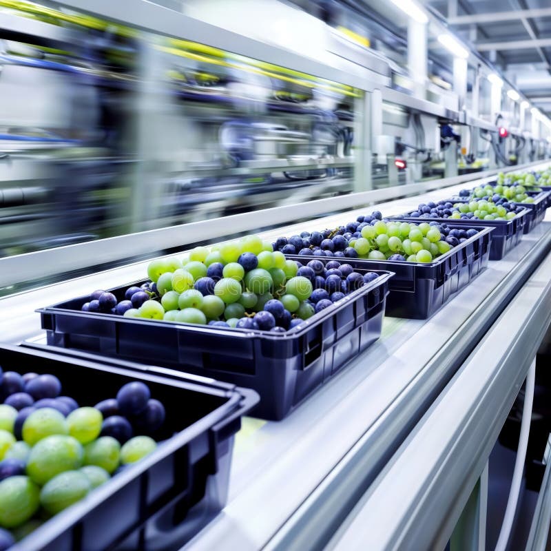 Grape Processing: Conveyor Belt in Action, Generative Ai Stock ...