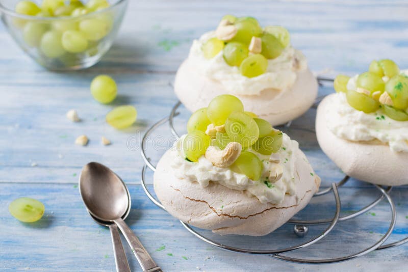 Grapes cream meringue stock photo. Image of sweet, pavlova - 140311732