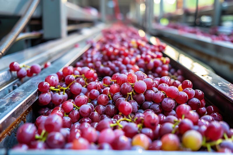 Grapes in a Factory, Wine Making, Generative Ai Stock Illustration ...