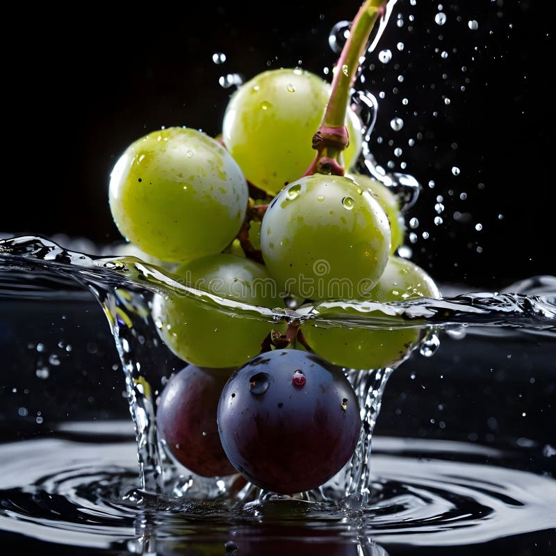 Grapes Falling Deeply Under Water with a Big Splash Stock Illustration ...
