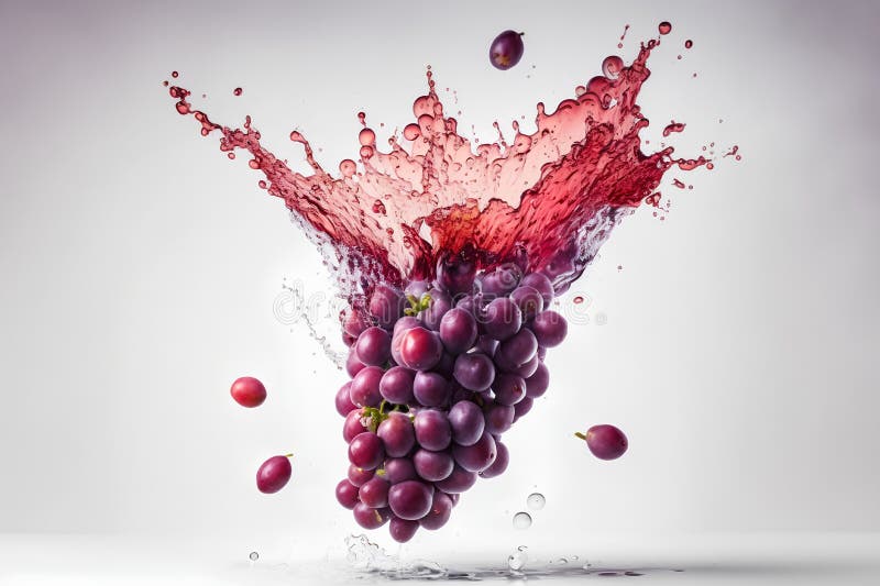 Grapes Falling into Water with Splash, Isolated on White Background ...
