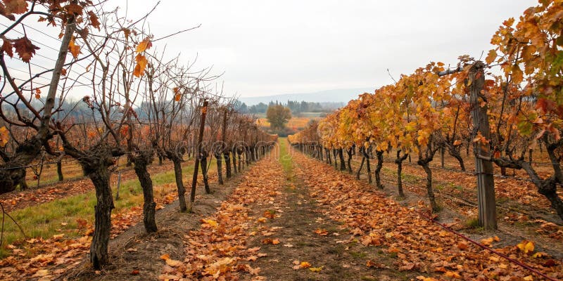 Grapes Fields during Winter Fall Autumn Days Stock Illustration ...