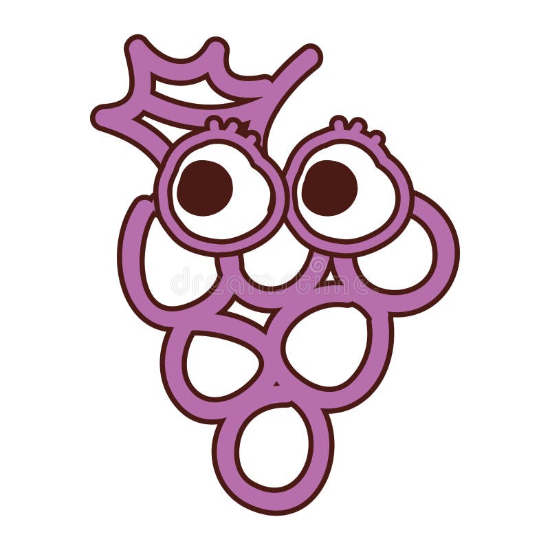 Grapes Fruit Kawaii Character Stock Vector - Illustration of ripe ...