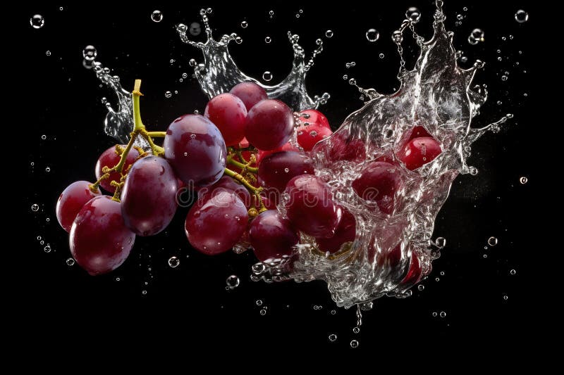Grapes Fruit in a Splash of Water Stock Illustration - Illustration of ...