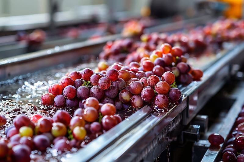 Grapes Going Throught the Factory, Wine Making, Generative Ai Stock ...