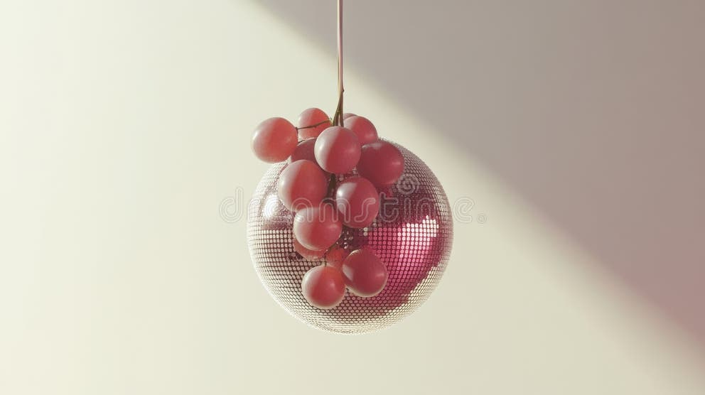 Grapes Hanging from a Disco Ball, Creative Concept. Artistic Fruit ...