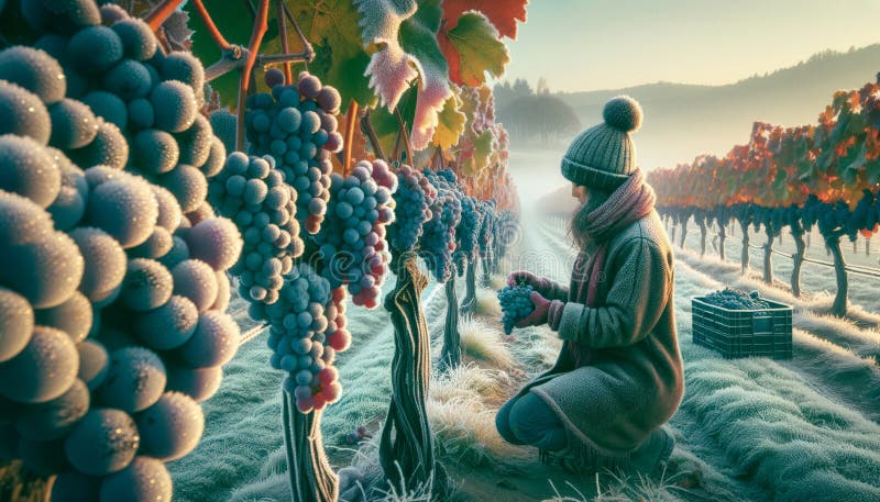 Grapes Harvested for Ice Wine Stock Illustration - Illustration of ...