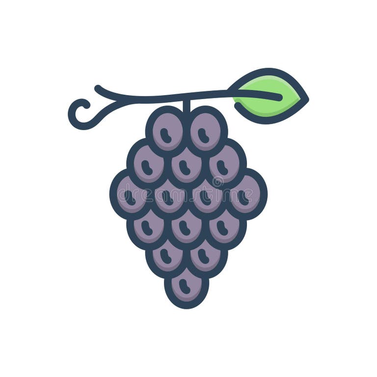 Color Illustration Icon for Grapes, Raisin and Fruit Stock Illustration ...