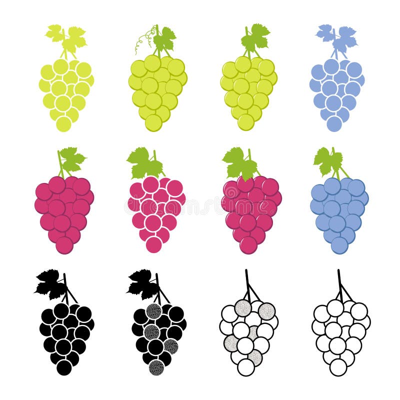 Grapes Icons and Logo Set stock vector. Illustration of eating - 130603016