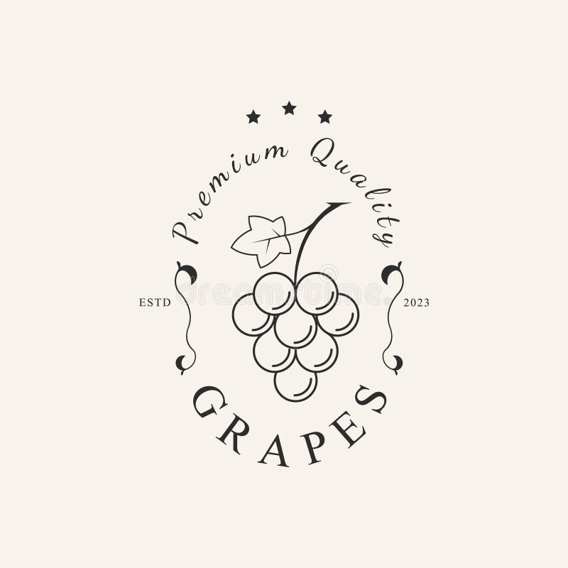 Grapes Line Art Design Vector Logo Illustration Stock Illustration ...