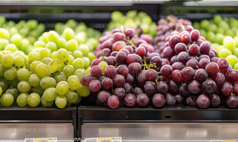 Grapes in a Modern Crate in a Trendy Grocery Store Stock Photo - Image ...