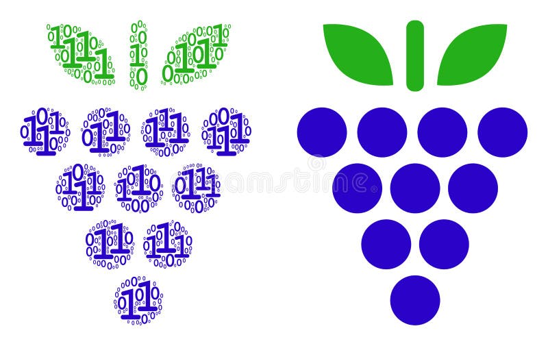 Grapes Mosaic of Binary Digits Stock Vector - Illustration of symbol ...