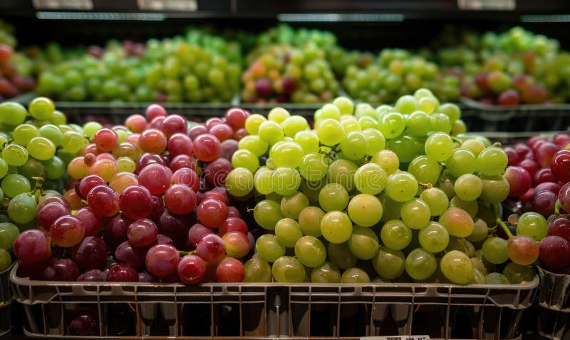 Grapes Neatly Arranged in a Grocery Store Display Stock Photo - Image ...