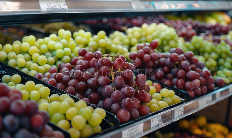 Grapes Neatly Arranged in a Grocery Store Display Stock Photo - Image ...