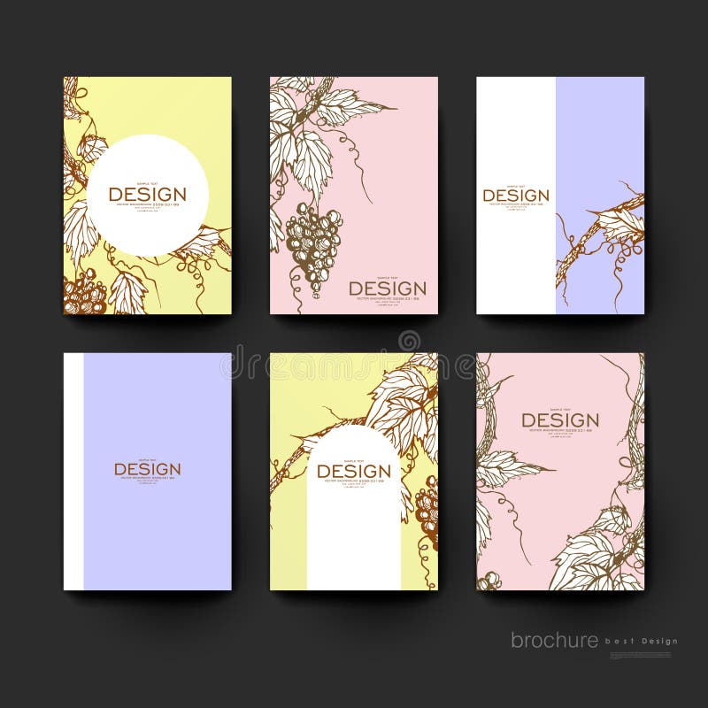 Grapes Ornament Vector Brochure Template. Flyer Layout Stock Vector ...
