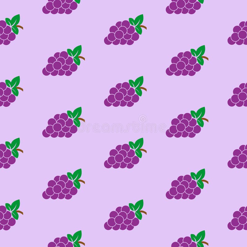 Violet Grapes Vector Seamless Pattern Stock Vector - Illustration of ...