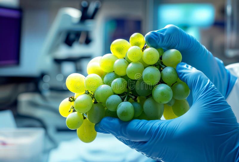 Gloved Hands Inspecting Grapes for Quality in Lab, Generative Ai Stock ...