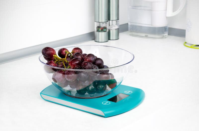 Grapes on Scale in Modern Kitchen Stock Photo - Image of water, fruit ...