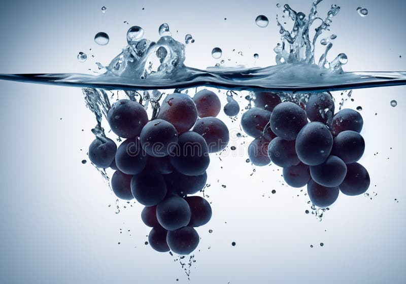 Grapes splashing in water stock illustration. Illustration of vine ...
