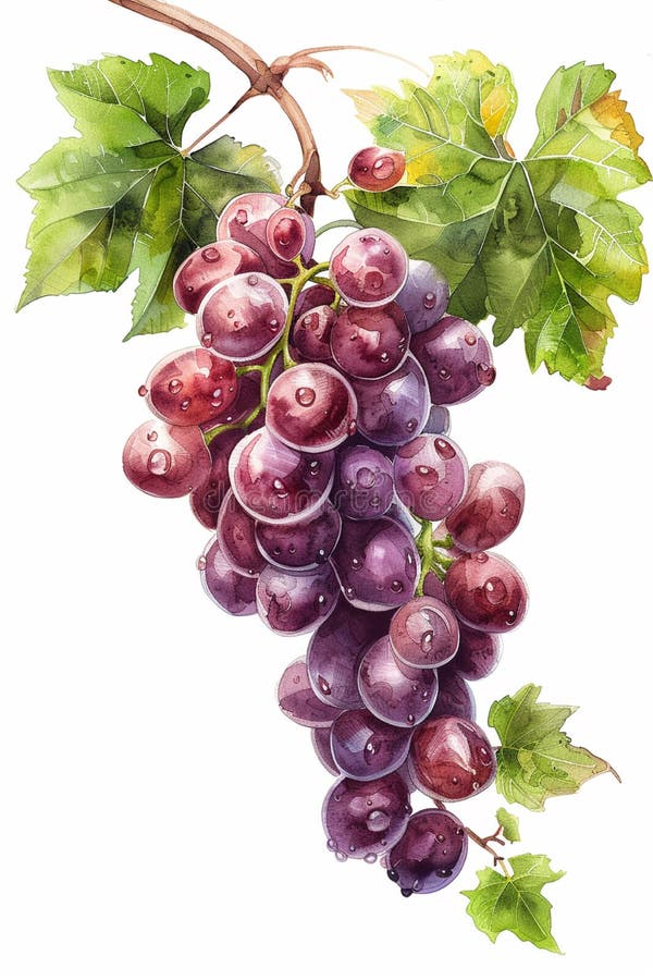 Grapes Water Color Drawing Illustration Stock Illustration ...