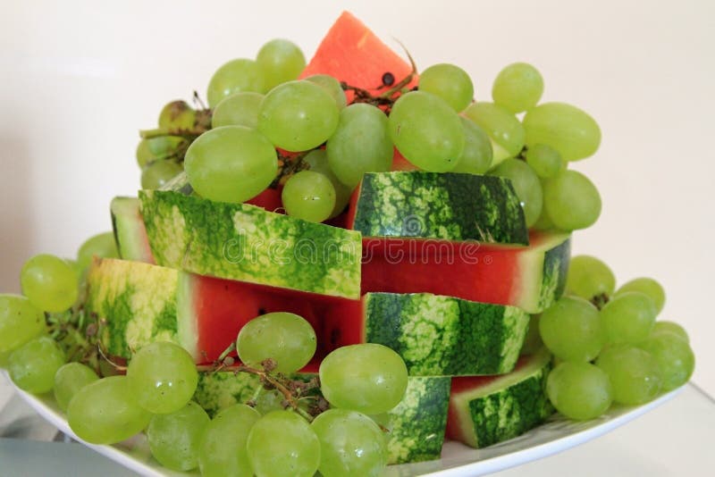 Grapes and watermelon stock image. Image of dessert, summer - 43535261