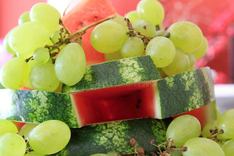 Grapes and watermelon stock image. Image of summer, bunch - 43535345