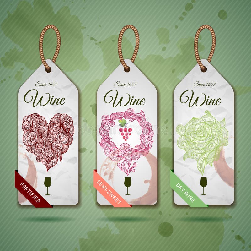 Grapes or Wine Concept Design. Set of Stickers Stock Vector ...