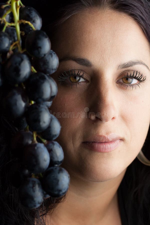 Grapes woman stock photo. Image of holding, woman, food - 45578230
