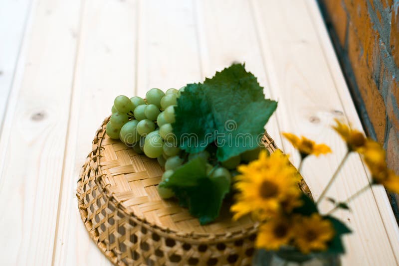 Grapes of Grapes on a Wooden Table. Stock Image - Image of juicy ...