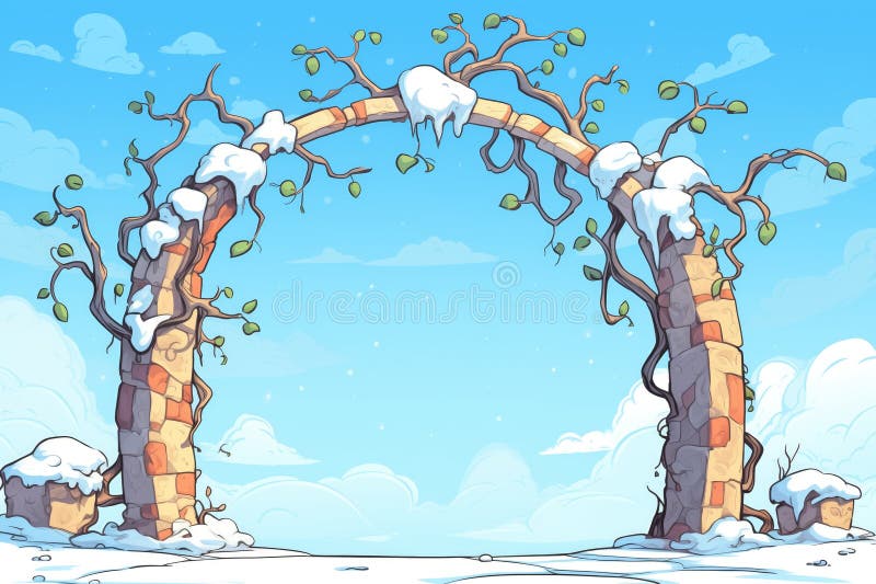 Grapevine Arch with a Chilly Blue Winter Sky Stock Photo - Image of ...