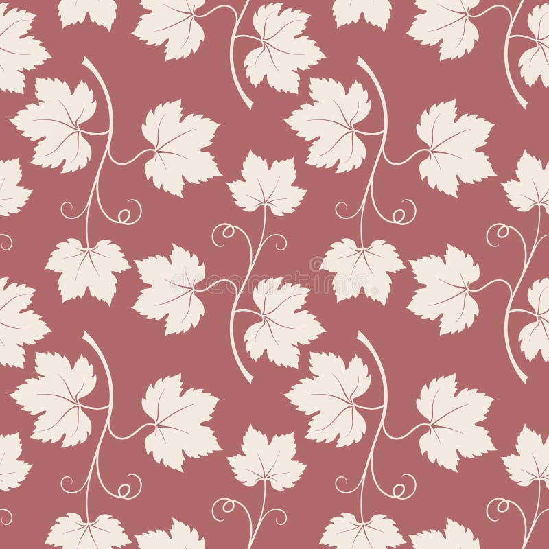 Grapevine with Leaf Pattern, Silhouette of the Vine on Burgundy Red ...