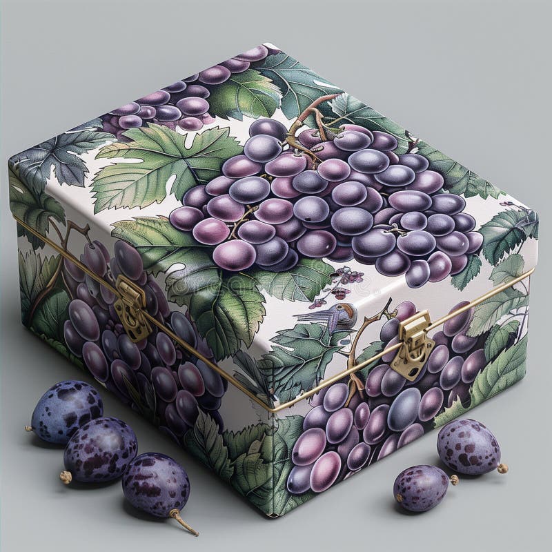 Grapevine Patterned Storage Box with Brass Clasp Stock Image - Image of ...
