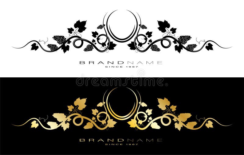 Grapevine Scroll, Header with Brand Name of Alcoholic Products ...