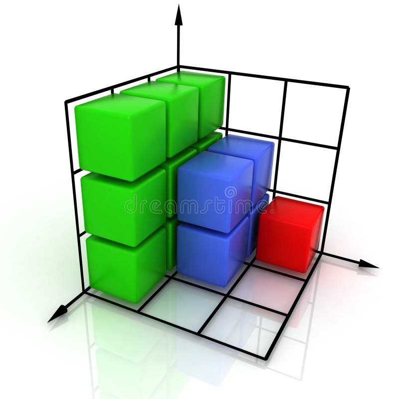 Three-dimensional graph stock illustration. Illustration of diagram ...