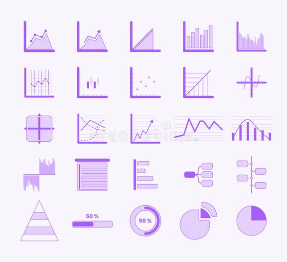 Graph and Chart Infographic Flat Style Icon Set Stock Vector ...