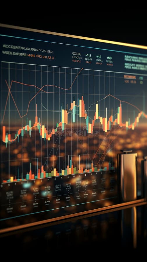 Graph Adorned Screen Displaying the Word Financial, Encapsulating Data ...