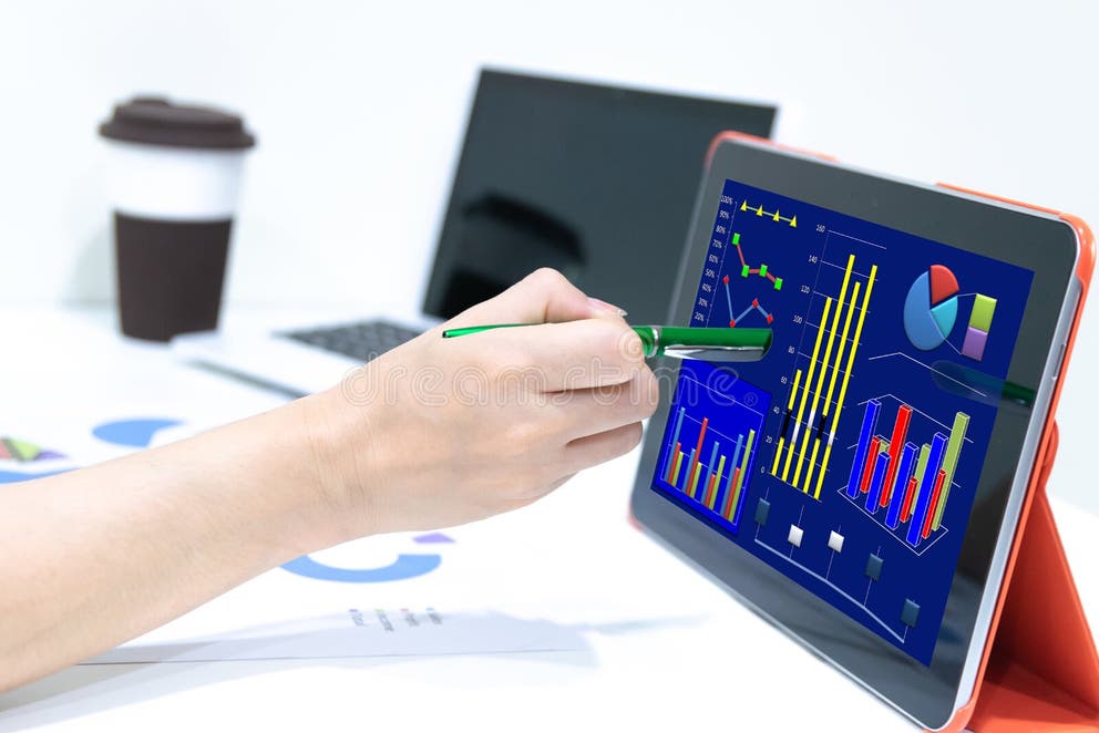 Graph Analysis with the Company Successful Business Tablets Stock Photo ...