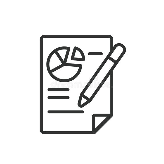 Graph Analysis Document Icon In Line Design Graph Analysis Document